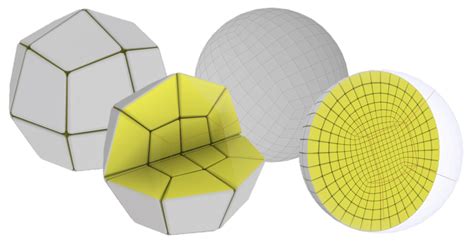 block structured hexahedral mesh of a sphere structure on the left and download scientific