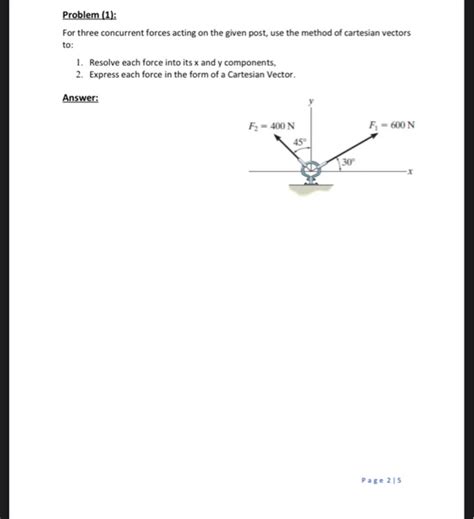 solved problem 1 for three concurrent forces acting on