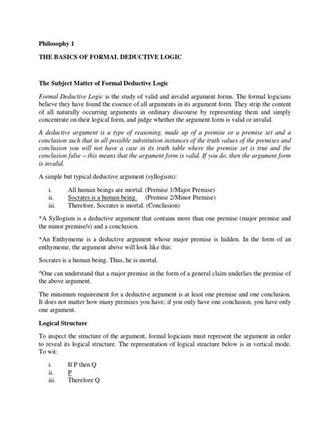 philo 1 basic logic pdf argument logical consequence