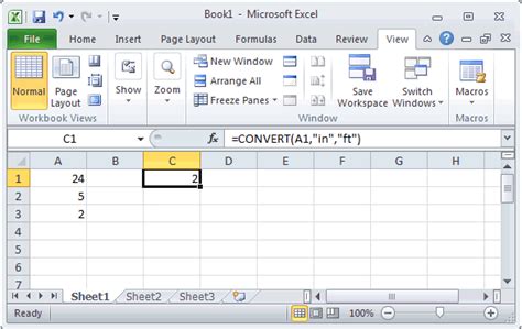 ms excel how to use the convert function ws