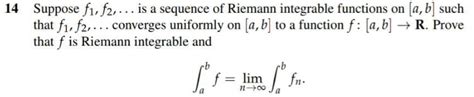 solved 14 suppose f1 f2 is a sequence of riemann