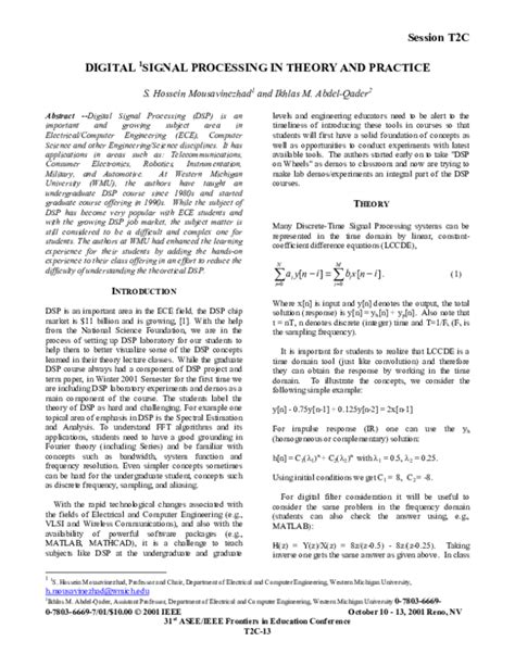 pdf digital signal processing in theory and practice ikhlas abdel qader