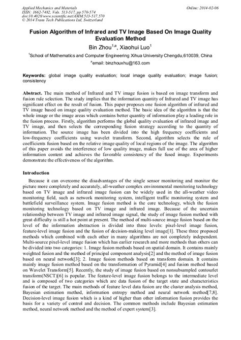 fusion algorithm of infrared and tv image based on image quality evaluation method scientific