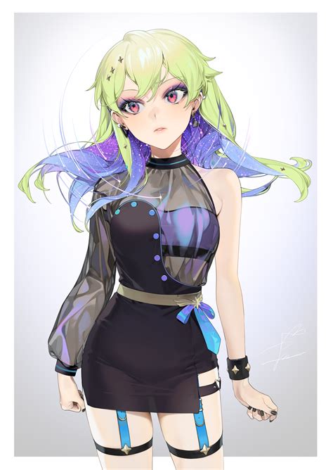 2d Anime Girls Vertical Blush Garter Straps Mishuo Digital Art Minidress Portrait