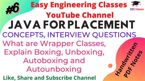 Java For Placements Wrapper Classes Boxing Unboxing Autoboxing And