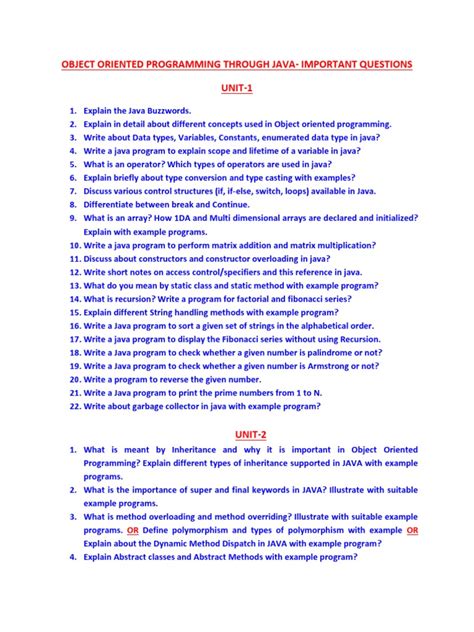 java important questions pdf method computer programming class computer programming
