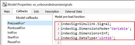 unbounded variable size signal basic operations matlab and simulink
