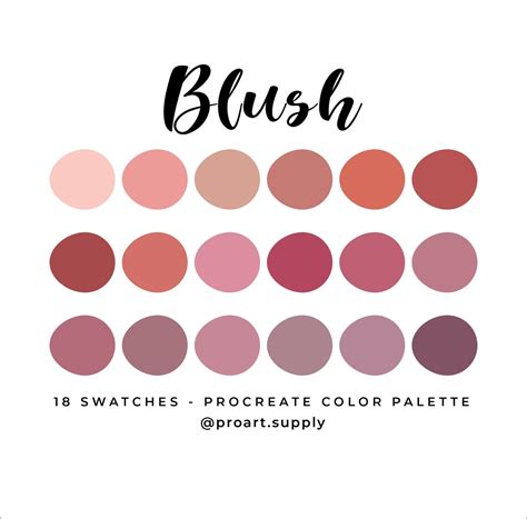 BLUSH PROCREATE COLOR Palette Hex Codes Peach Pink Purple For IPad