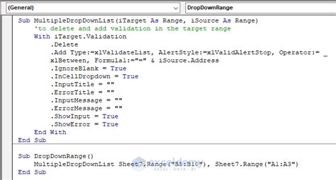 data validation drop down list with vba in excel 7 applications