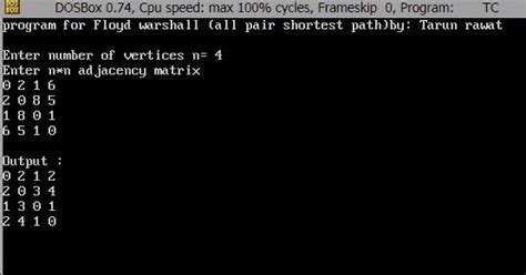 c programming floyd warshall all pair shortest path