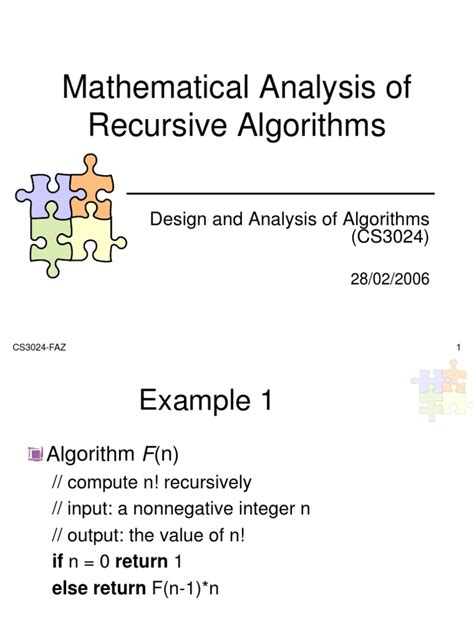 mathematical analysis of recursive algorithms cognitive science applied mathematics