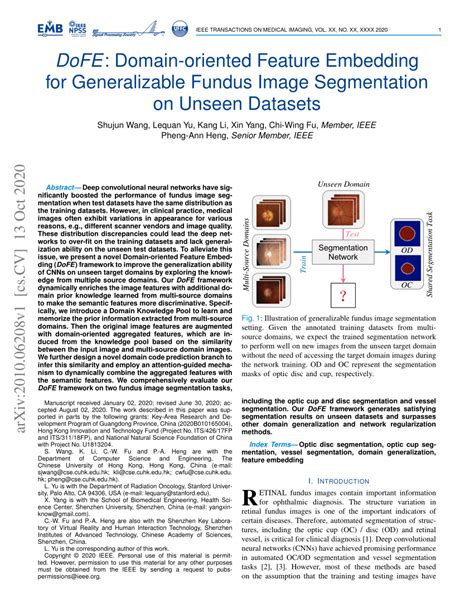 pdf dofe domain oriented feature embedding for generalizable fundus image segmentation on