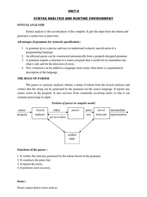 compiler design lecture notes pdf parsing implementation