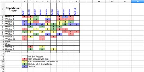 Excel Training Matrix Template