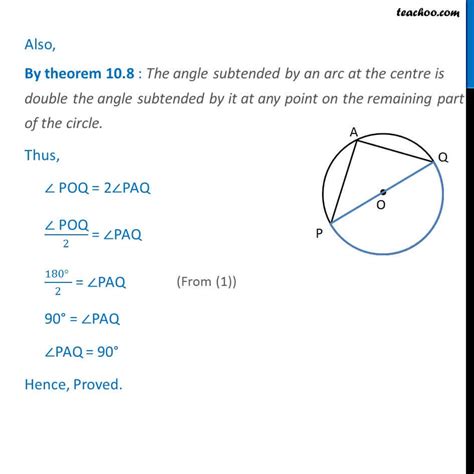 Angle In A Semicircle Is A Right Angle Chapter 10 Circles Class 9