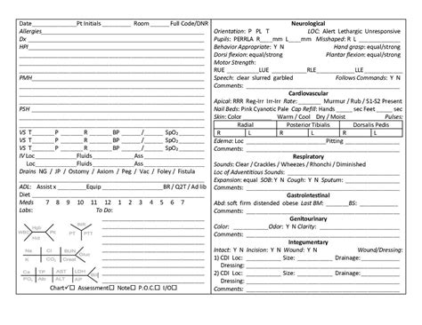 Nurse Assessment Cheat Sheet Etsy