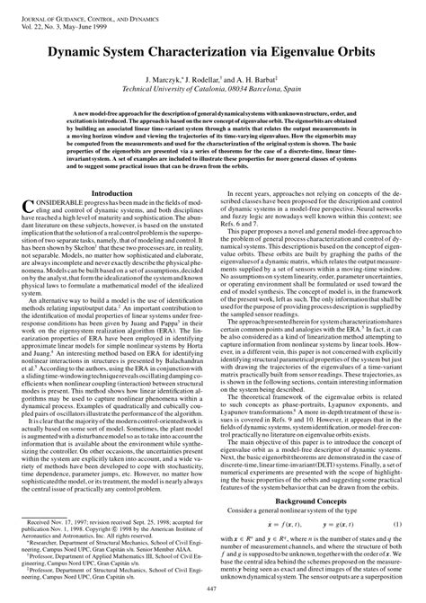 pdf dynamic system characterization via eigenvalue orbits