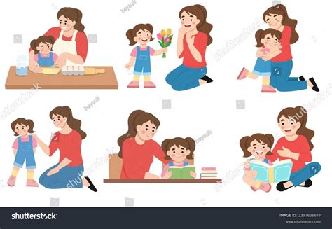 Collection Activity Sets Mother Daughter Cartoon Stock Illustration 2397636677 Shutterstock