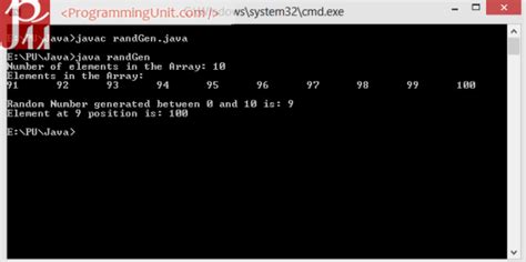 java program to generate a random number programmingunit
