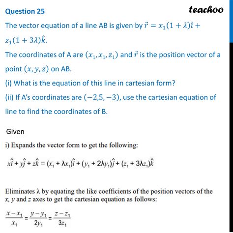 [maths class 12] the vector equation of a line ab is given by r x1