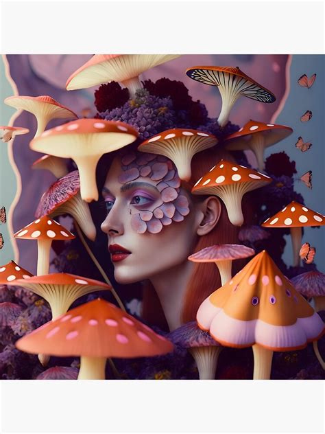 Mesmerizing Mushroom Girl Fungi Collection Sticker For Sale By Naiadsnest Redbubble