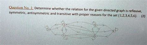 solved determine whether the relation for the given directed graph is reflexive symmetric