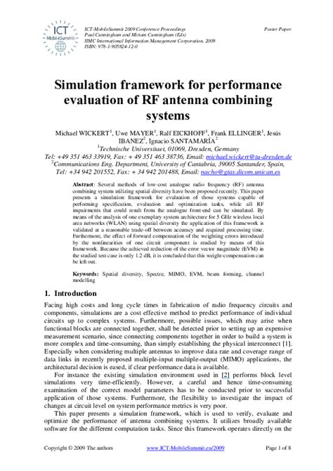 pdf simulation framework for performance evaluation of broadband communication architectures