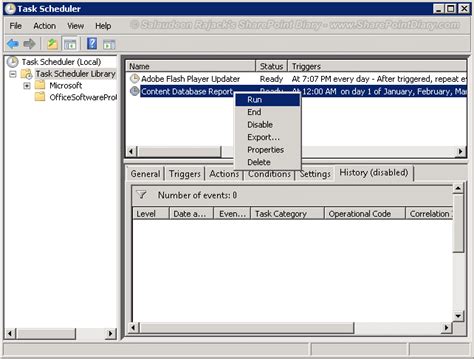 create a scheduled task to run powershell script sharepoint diary
