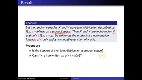 bivariate random variables independence result youtube