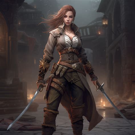 A Woman With Two Swords In Her Hands