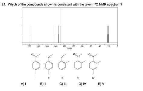 solved 21 which of the compounds shown is consistent with