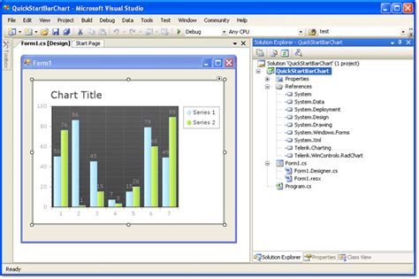 quick start create a bar chart with simple static data ui for winforms documentation telerik