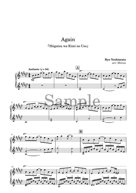 Again Your Lie In April Sheet Music Sheethost