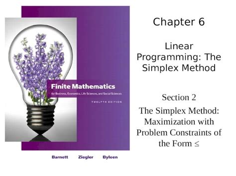 ppt chapter 6 linear programming the simplex method section 2 the simplex method