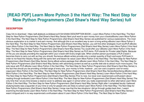 ppt [read pdf] learn more python 3 the hard way the next step for new python progra