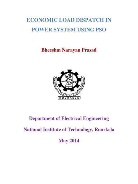 economic load dispatch in power system using pso bheeshm pdf mathematical optimization
