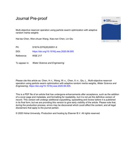 pdf multi objective reservoir operation using particle swarm optimization with adaptive random