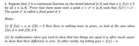 solved 4 suppose that f is a continuous function on the
