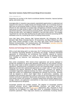 Data Center Solutions Radical Shift Toward Design Driven Innovation PDF
