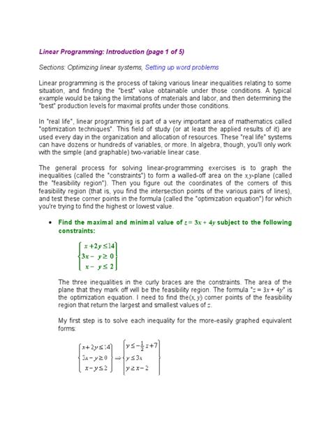 linear programming problems linear programming mathematical optimization
