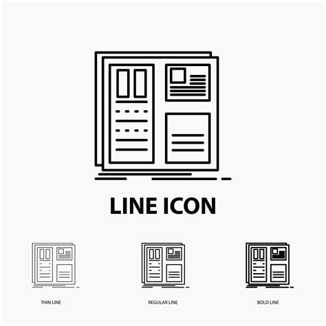 design grid interface layout ui icon in thin regular and bold line style vector