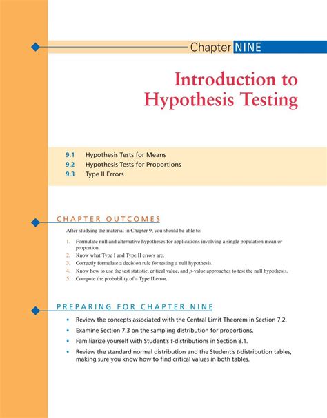 Chapter 9 Introduction To Hypothesis Testing