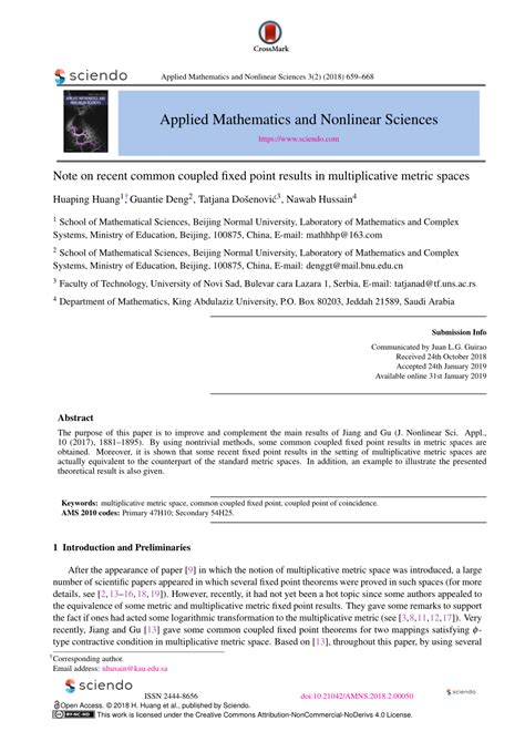 pdf note on recent common coupled fixed point results in multiplicative metric spaces