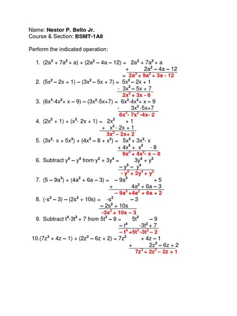 adding and subtracting polynomials pdf