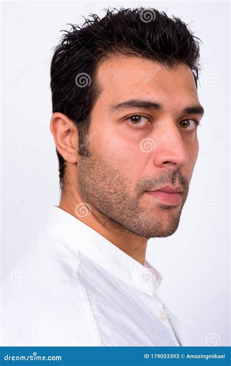 Closeup Profile View Of Handsome Turkish Man Looking At Camera Stock Image Image Of Person