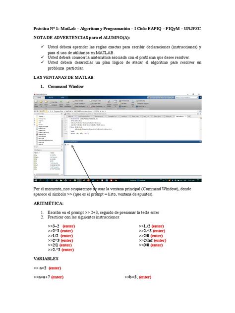práctica 1 algoritmo y programación con matlab pdf algoritmos matriz matemáticas