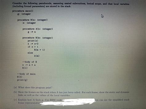 solved consider the following pseudocode assuming nested