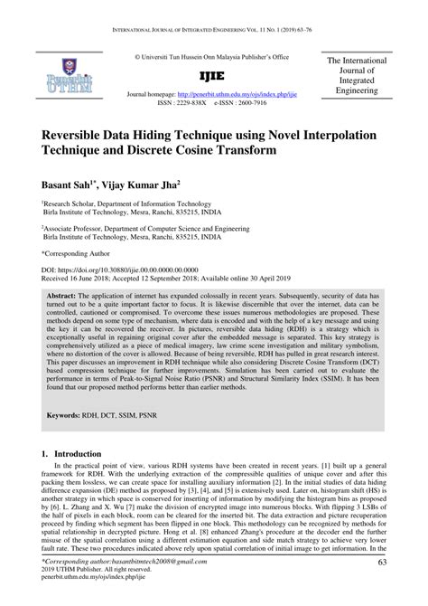 pdf reversible data hiding technique using novel interpolation technique and discrete cosine