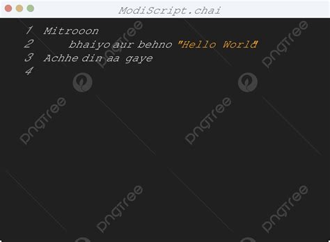 illustration of modiscript languages hello world program sample in editor window vector learn