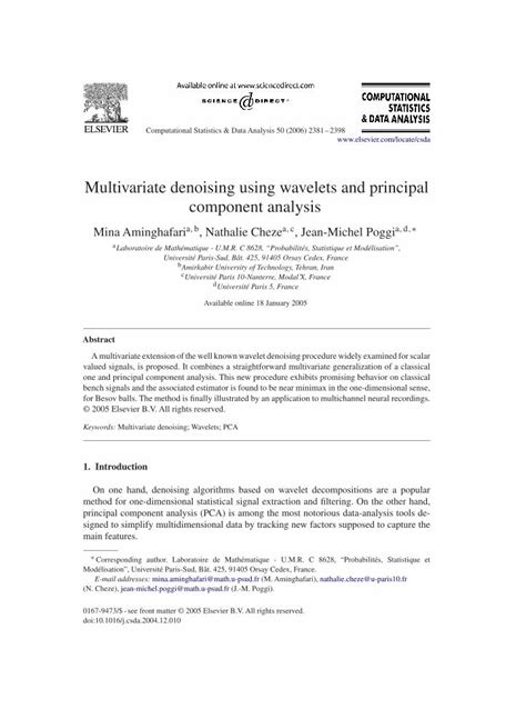pdf multivariate denoising using wavelets and principal component analysis dokumen tips